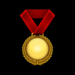 Champion gold medal with red ribbon Royalty Free Vector