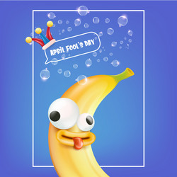 April fools day funky square banner with silly Vector Image