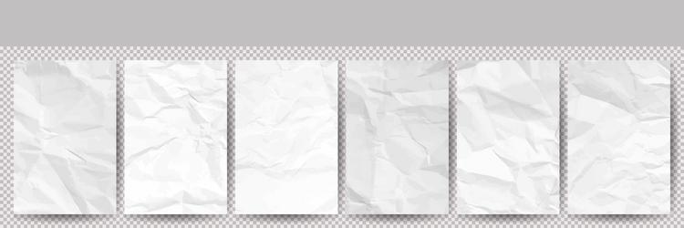 White lean crumpled notebook paper with lines Vector Image