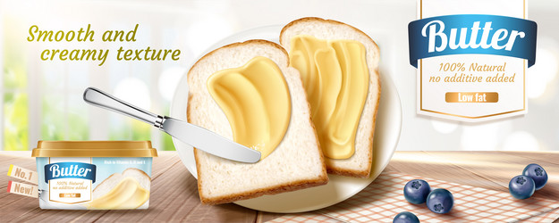 Creamy butter banner ads Royalty Free Vector Image