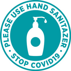 Please use sanitizer signage or sticker Royalty Free Vector