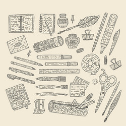 Drawing accessories outline set Royalty Free Vector Image