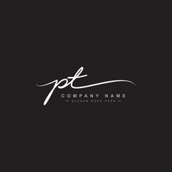 Pt signature logo - handwritten template Vector Image