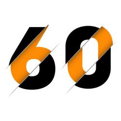 60 6 0 number logo design with a creative cut Vector Image