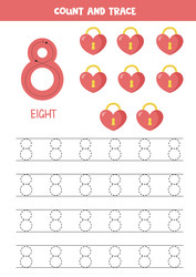 Flashcard number 8 preschool worksheet black Vector Image