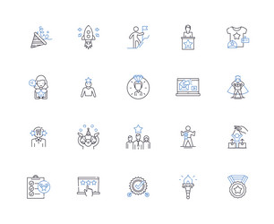 Success outline icons collection achievement Vector Image