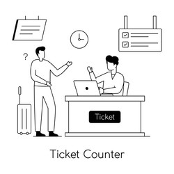 Ticket counter Royalty Free Vector Image - VectorStock