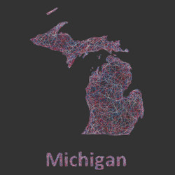 Michigan line art map Royalty Free Vector Image