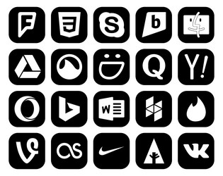20 social media icon pack including vine word Vector Image