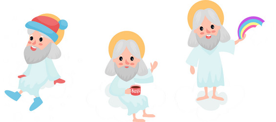 God character with nimbus standing on cloud Vector Image