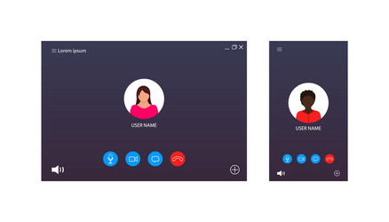 Laptop with video call screen template mockup Vector Image