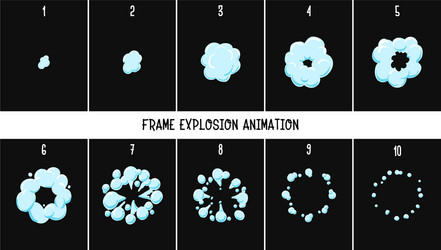 2d classic explode animation animation of smoke Vector Image