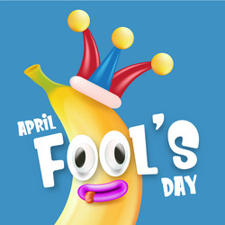 April fools day funky square banner with silly Vector Image