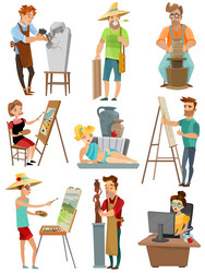 Cartoon professional artist Royalty Free Vector Image