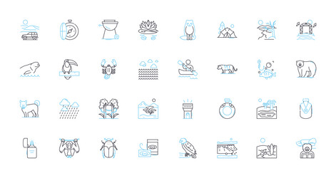 Forest linear icons set sylva arboretum canopy Vector Image