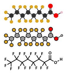 Perfluorooctanoic acid pfoa c8 molecule important Vector Image
