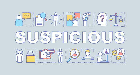 Suspicious word concepts banner Royalty Free Vector Image
