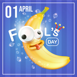 April fools day funky square banner with silly Vector Image