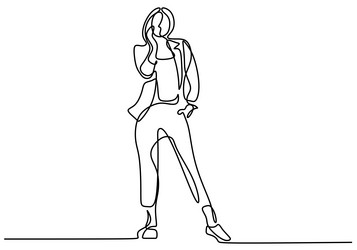 Continuous one line drawing of pretty woman Vector Image