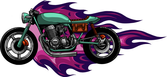 Monochromatic custom motorcycle with flames Vector Image