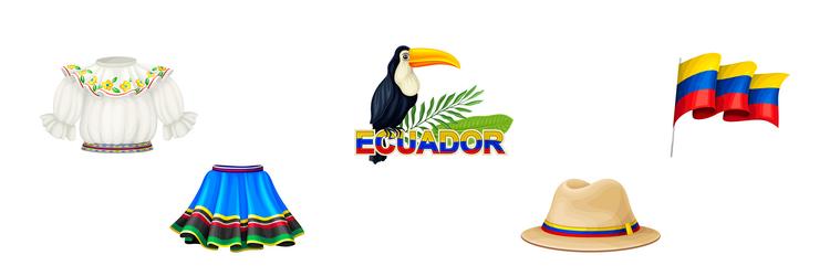 Different ecuador objects and national symbols Vector Image