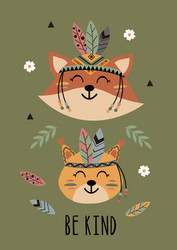 Poster with tribal rainbows Royalty Free Vector Image