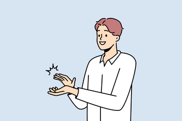 Smiling man clap hands Royalty Free Vector Image