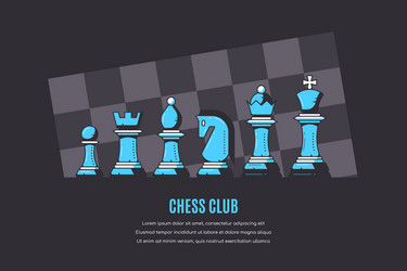 Chess tournament banner template flat Royalty Free Vector