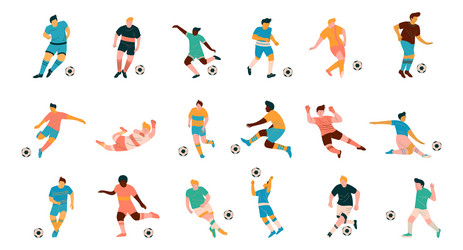 Man footballer in uniform playing football pass Vector Image