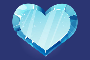 Ice heart frozen gemstone crystal in cartoon Vector Image