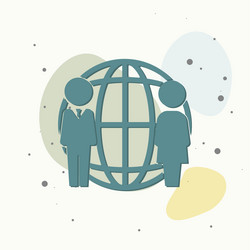 Business icon people standing next to a worldwide Vector Image