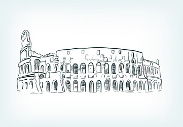 Coliseum hand drawn sketch rome italy Royalty Free Vector