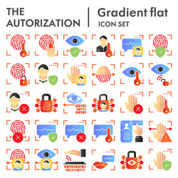 Security authorization flat icon set Royalty Free Vector