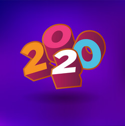 2020 year 3d text plate background for banner Vector Image