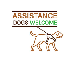 Guide dogs welcome sign Royalty Free Vector Image