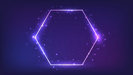 Neon hexagon frame with shining effects Royalty Free Vector