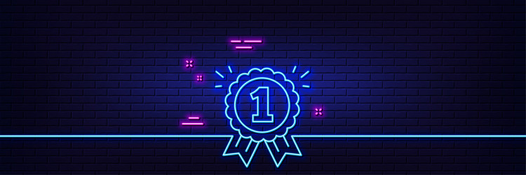 Award medal line icon winner achievement neon Vector Image