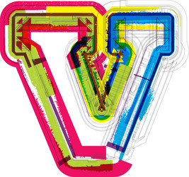 Art sketched fonts lowercase symbols letter v Vector Image
