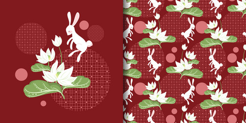 Mid-autumn festival seamless pattern Royalty Free Vector