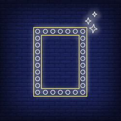 Blue decorative frame neon sign Royalty Free Vector Image