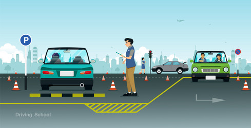 Stages education process in driving school Vector Image