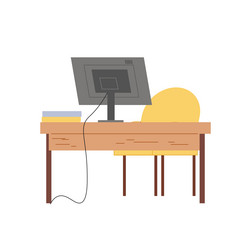 Flat cartoon computer monitor on work desk Vector Image