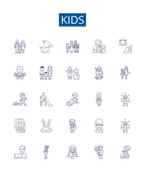 Kids line icons signs set design collection Vector Image