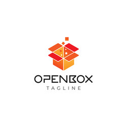 Creative open box pixel shape logo icon Royalty Free Vector