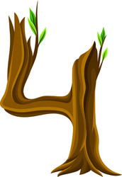 Woody number arranged from branching tree stem Vector Image