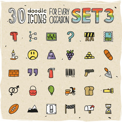 30 colorful doodle icons set 11 Royalty Free Vector Image