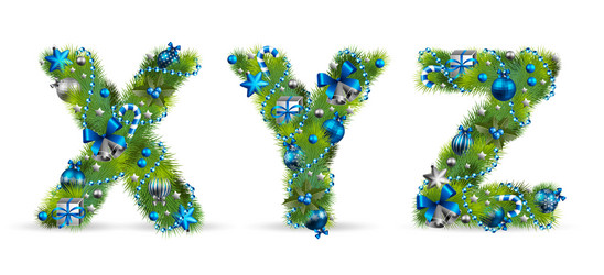 Christmas tree font Royalty Free Vector Image - VectorStock