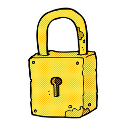 Comic cartoon padlock and key Royalty Free Vector Image