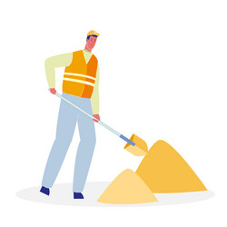 Male construction worker digging hole with shovel Vector Image