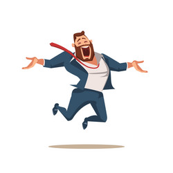 Young man cartoon character jumping over wall Vector Image